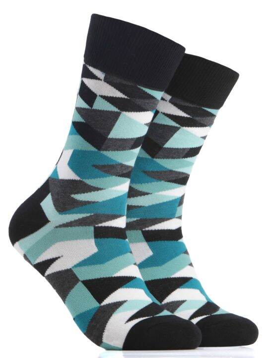Iconic Socks Geometric Pattern Crew length Office Formal Socks | Lazada PH