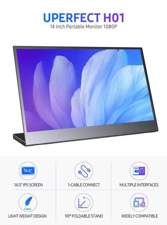 UPERFECT 14 Inch Thin Portable FHD Monitor Usb Type C Hdmi For Laptop ...