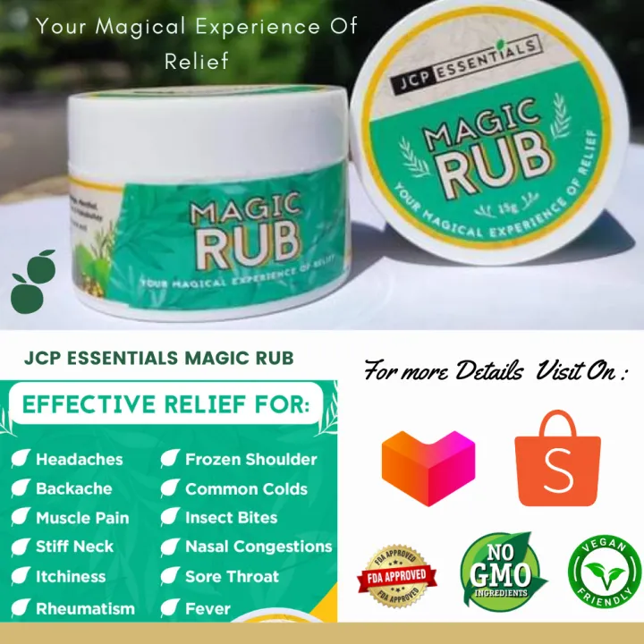 JCP Magic Rub 9 in 1 Herbs for Headache, Body Pain, Toothache, Wound ...
