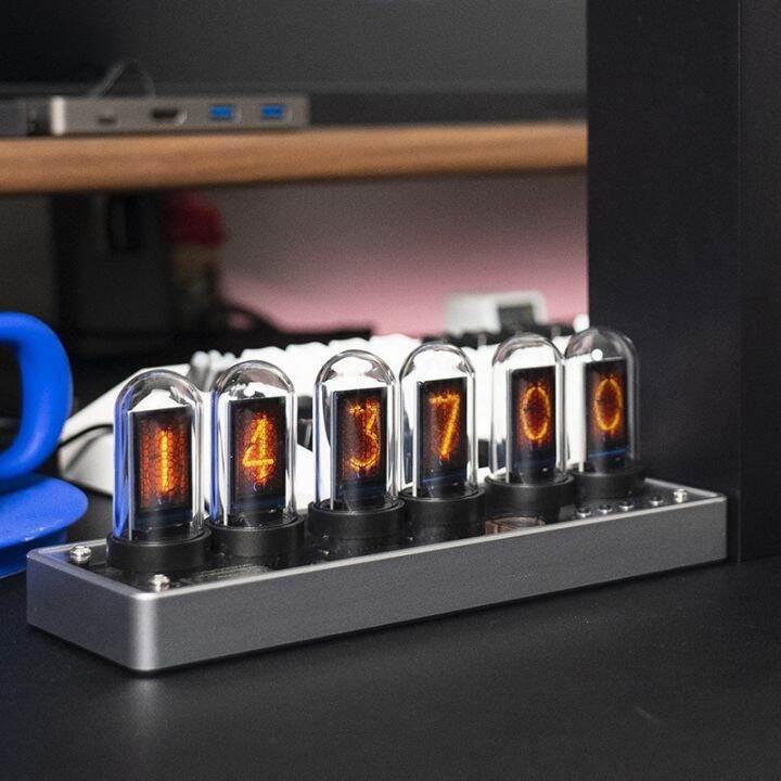 Cyberpunk IPS Nixie Clock Digital Screen,Pseudo Glow Tube, Digital ...