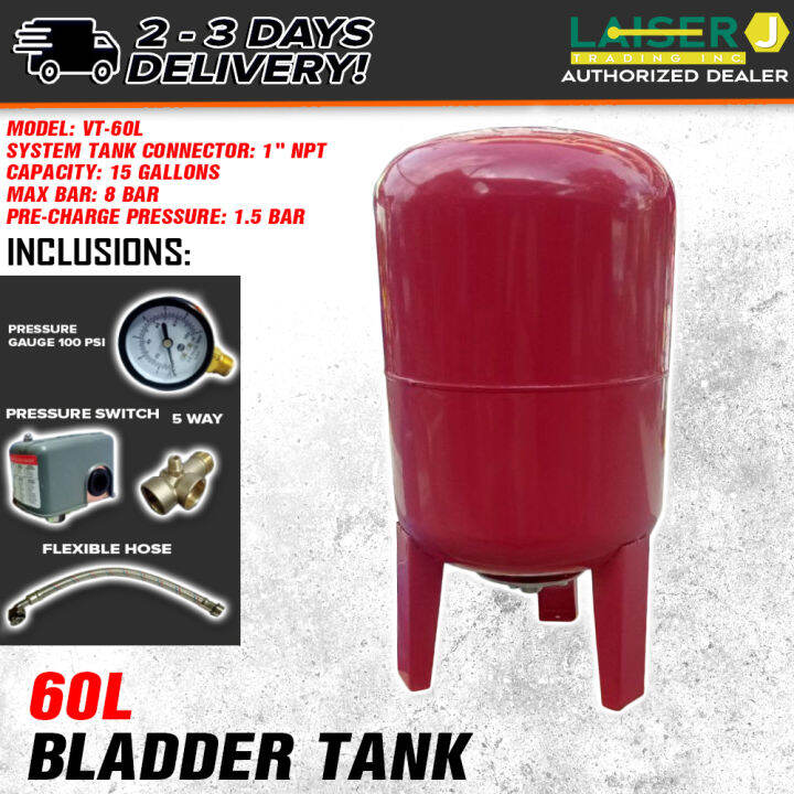 Vertical Bladder Tank 15 Gallons 60 Liters w/ Accessories (Red) | Lazada PH