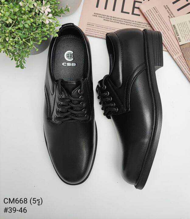 CM668 CM604 รองเท้าหนังผู้ชายสีดำและสีน้ำตาล 5 รู พื้นเย็บ ไซส์39-45 | Lazada.co.th