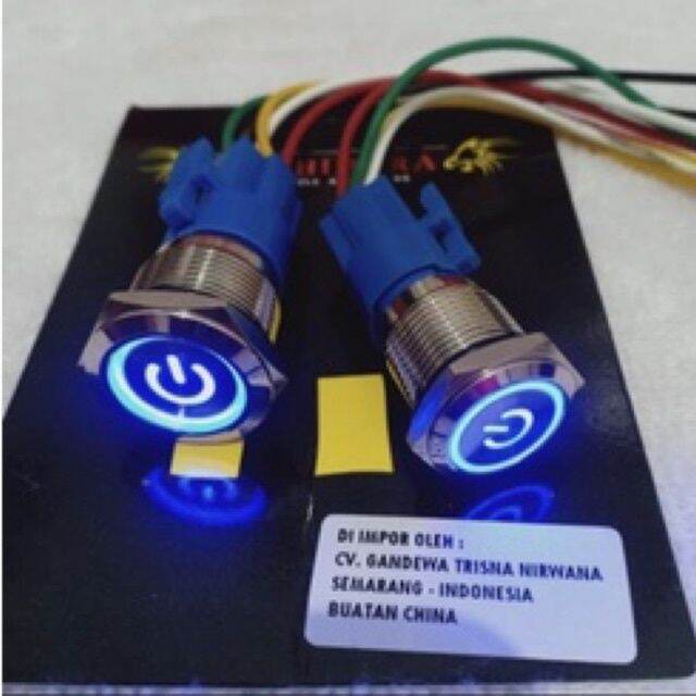 Saklar LED Stainless Tombol On Off Push Button Metal plus soket dan ...