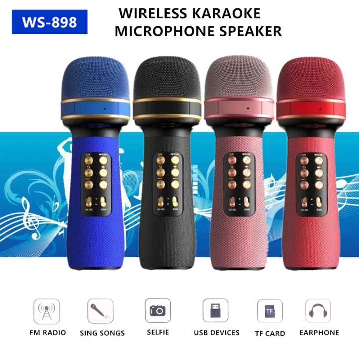 WS-898 Bluetooth Microphone Karaoke Microphone Wireless Microphone ...