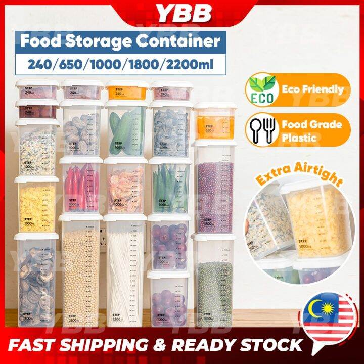 YBB Plastic Transparent Clam-shell Food Storage Box Canisters Tank ...