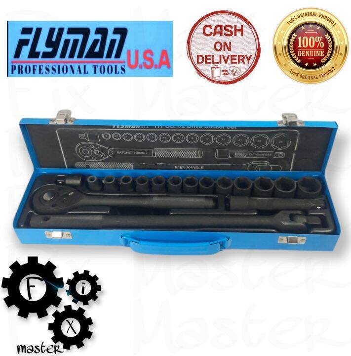 FLYMAN USA 17 Pcs. 1/2" Drive Socket Set 6 Points | Lazada PH