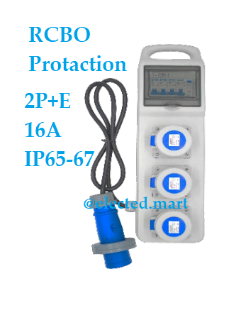 Portable RCBO 2P+E Socket Box บล๊อคปลั๊กเพาเวอร์มีกันดูด 2P+E 16A IP67 ...