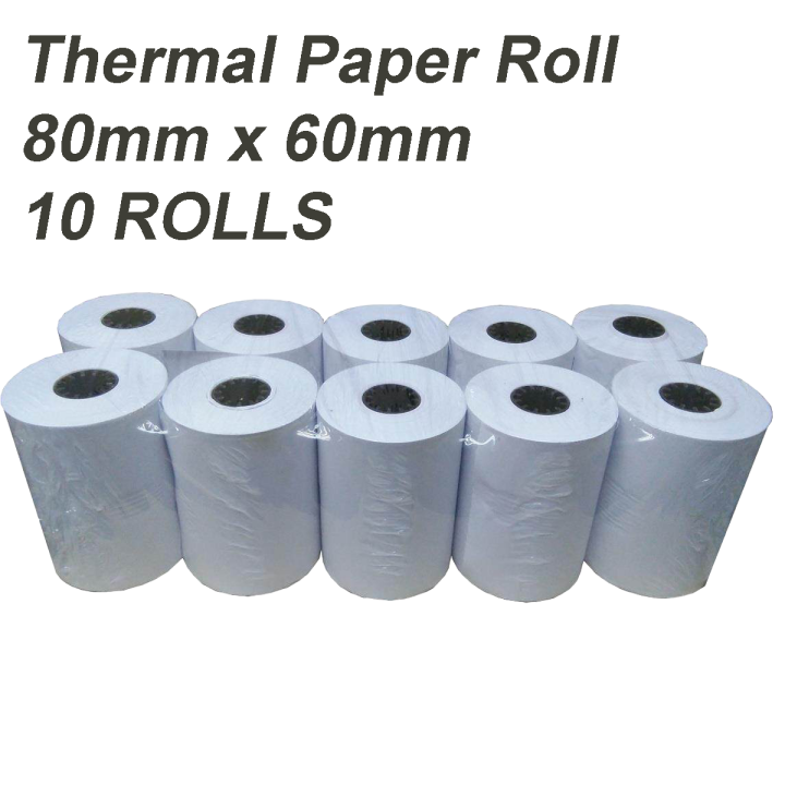 Thermal Paper Roll 80mm x 60mm (10 Rolls) Cash Register Receipt POS ...