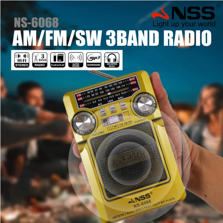 NSS - X-BASS AM/FM/SW 3Band Radio USB/TF MP3 Player with Solar ...