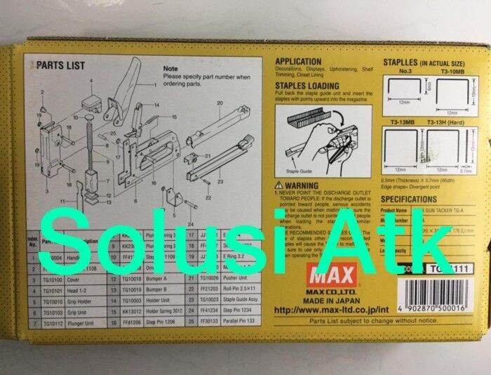 ( COD ) Max gun tacker tg-a / guntacker tga / stapler tembak TGA ori ...