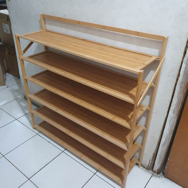 Rak Sepatu Kayu 6 Tingkat Susun Shoes Portable Rack | Lazada Indonesia