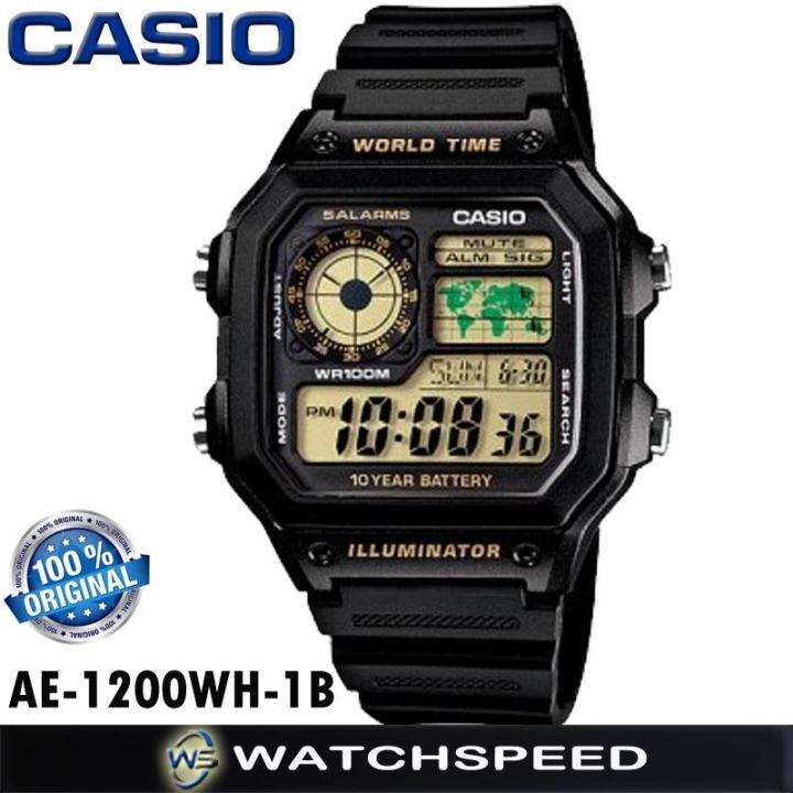 CASIO AE-1200WH-1B AE-1200WH AE1200WH World Time Illuminator Digital ...