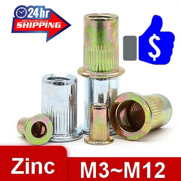 Galvanized Zinc Screw Nut Flat Head Rivet Nut m3 m4 m5 m6 m8 m10 m12 ...