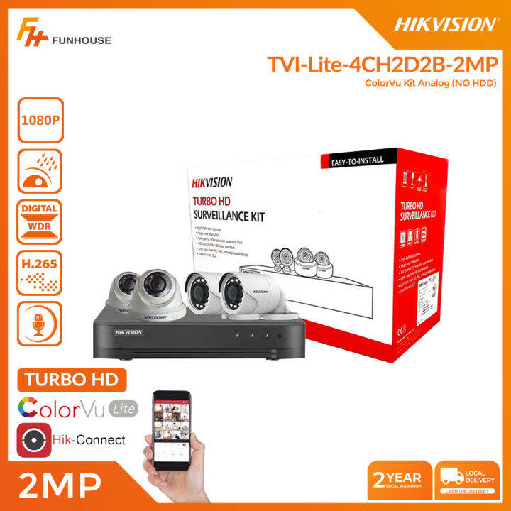 Hikvision TVI-lite-4CH2D2B-2MP-Colorvu KIT ANALOG | Lazada PH