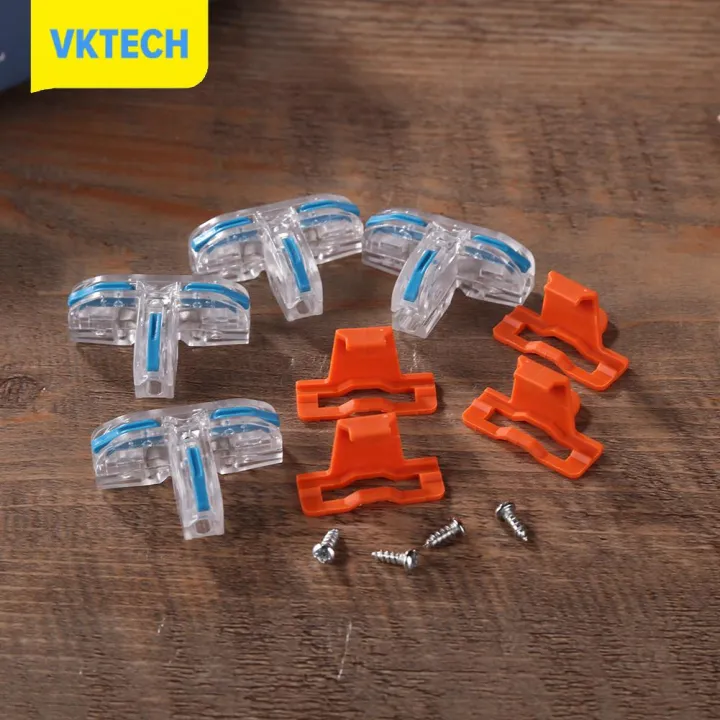 4 Sets T Type Fast Wiring Connector Push-in Terminal Block with Screws ...