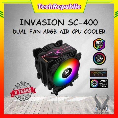 INVASION SC-400 DUAL FAN ARGB CPU AIR COOLER BLACK SC400 | Lazada