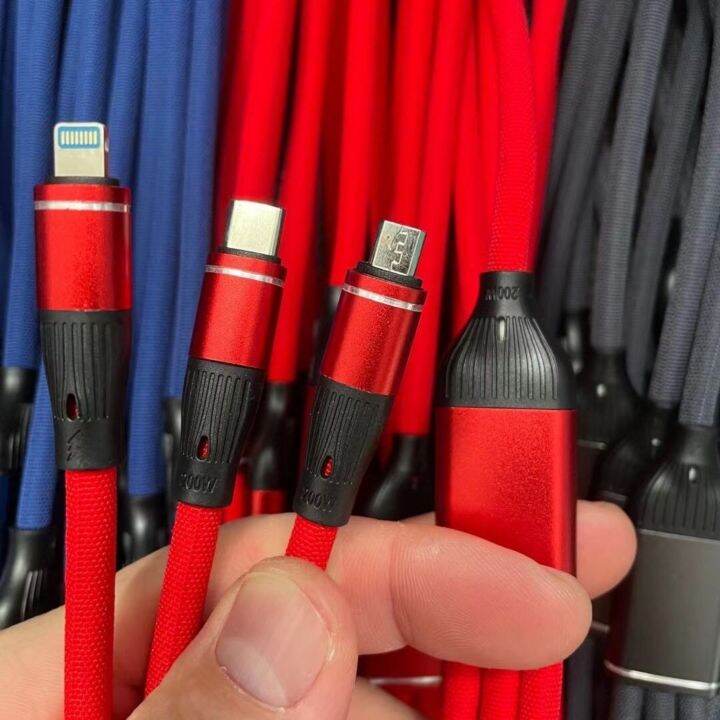 CYX Kabel Data Type C Fast Charging HP 200W Kabel Casan 3 in 1 Type C ...