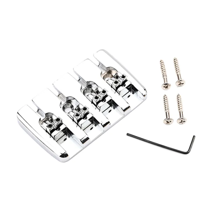 4-String Chrome Electric Bass Roller Saddles Bridge Tailpieces with ...