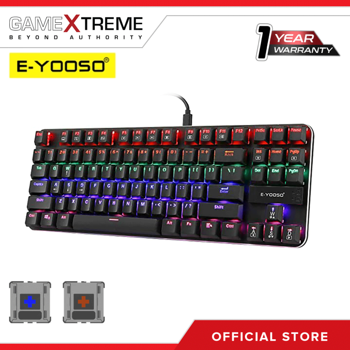 E-Yooso K-630 Rainbow 87 Keys Dwarf Axis Mechanical Gaming Keyboard ...