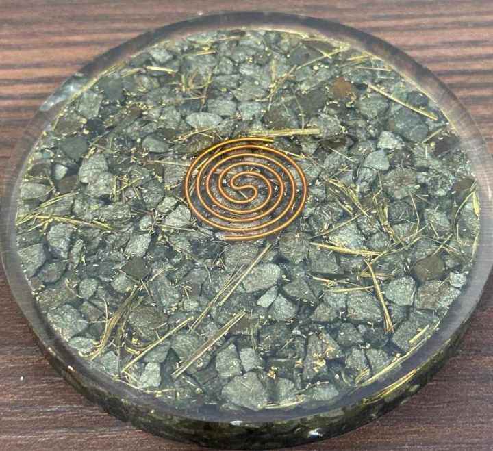 Energized Original Golden Pyrite Orgone Energy Plate ( Dia 3.5 Inch ...