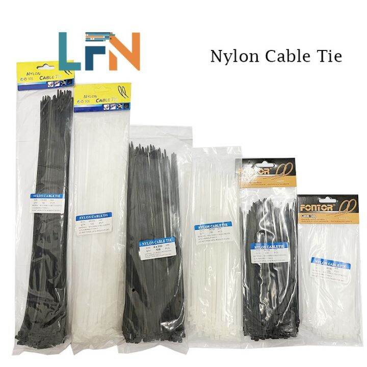 100PCS 4mm Width Nylon Cable Tie Reusable Self Locking Adjustable ...