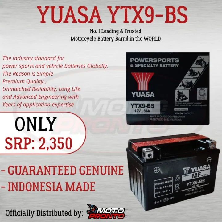 ( UPSCALE ) Genuine YUASA Battery YTX9-BS for KAWASAKI , KTM | Lazada PH