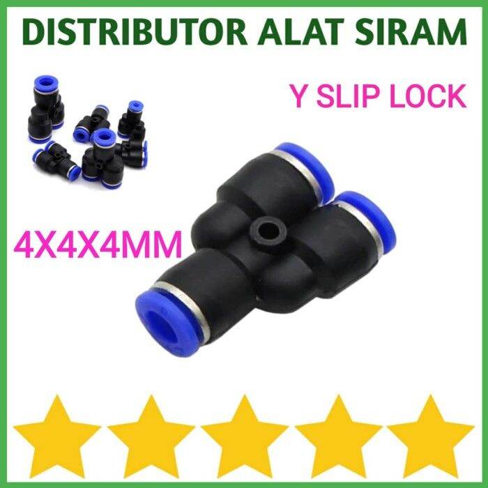 FITTING PNEUMATIC SLIP LOCK Y 4 MM KONEKTOR PU PUSH IN 3 CABANG ...