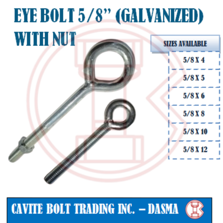 EYE BOLT 5/8" WITH NUT (GALVANIZED) | Lazada PH