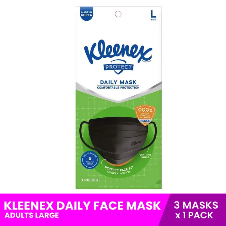 KLEENEX Daily Face Mask Large (Adults) x 1 pack (3 masks), anti ...