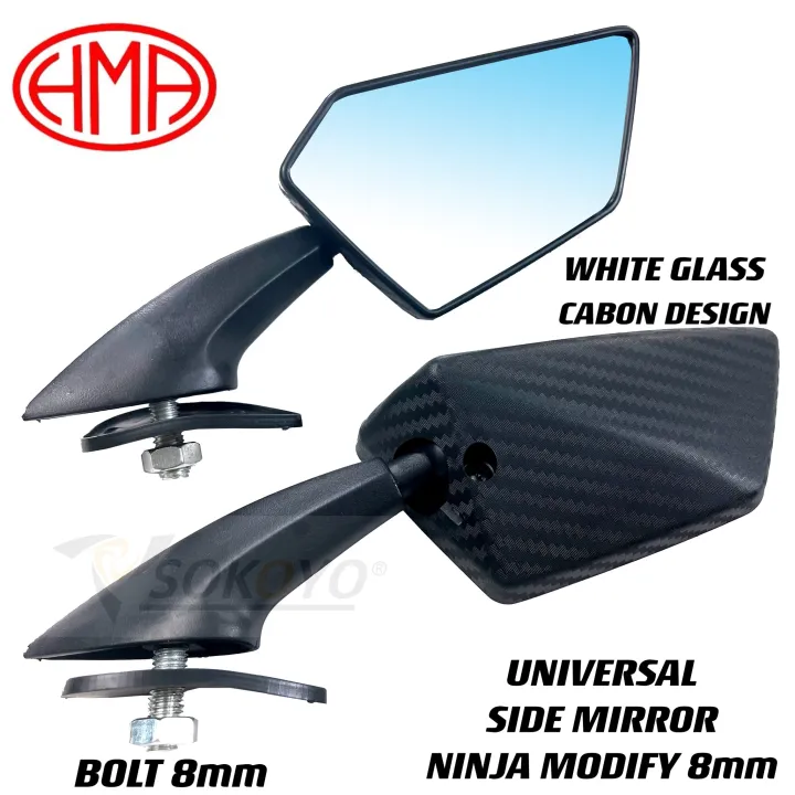 1 pair Carbon Design Side Mirror Ninja Modify HMA 8mm Clear 1:1 ...