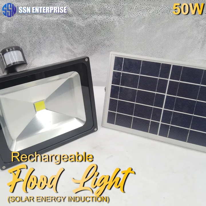 LED Solar Rechargable Flood Light Series 10w 50w White Solar Energy Induction Outdoor Indoor ...