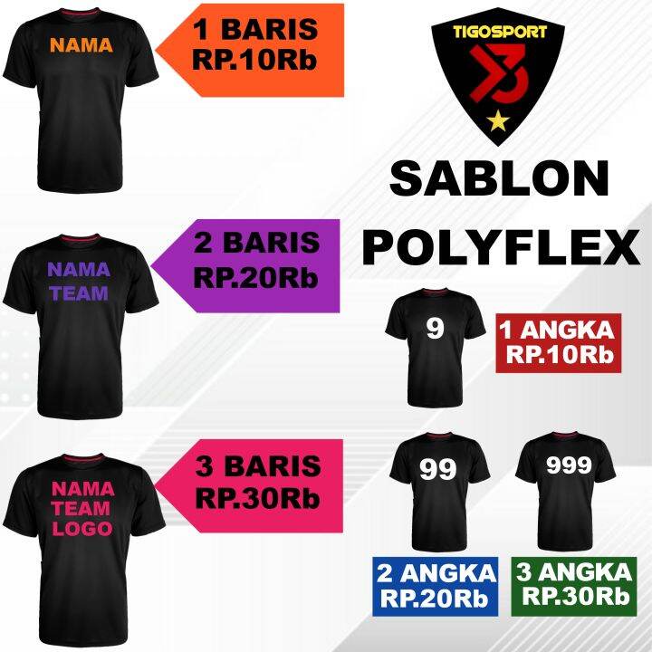 SABLON NAMA / NAMA TIM / LOGO / NO PUNGGUNG POLYFLEX DAN DTF | Lazada ...