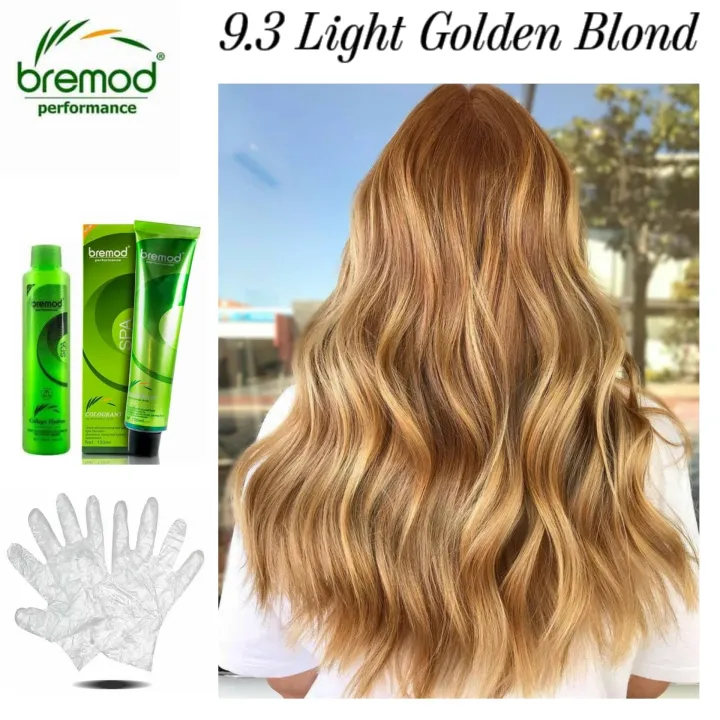 BREMOD 9.3 LIGHT GOLDEN BLOND Permanent Hair Color (100ml) set with ...