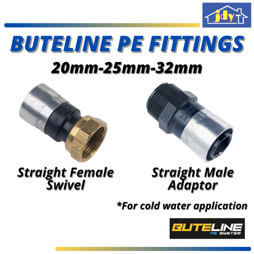 Buteline PE Fitting Straight Female Swivel Straight Male Adaptor 20mm ...
