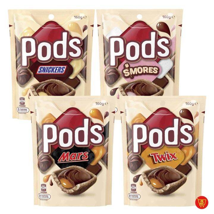 Snack Paradise Pods (Snickers Smores Mars Twix) Chocolate Bags 160g ...