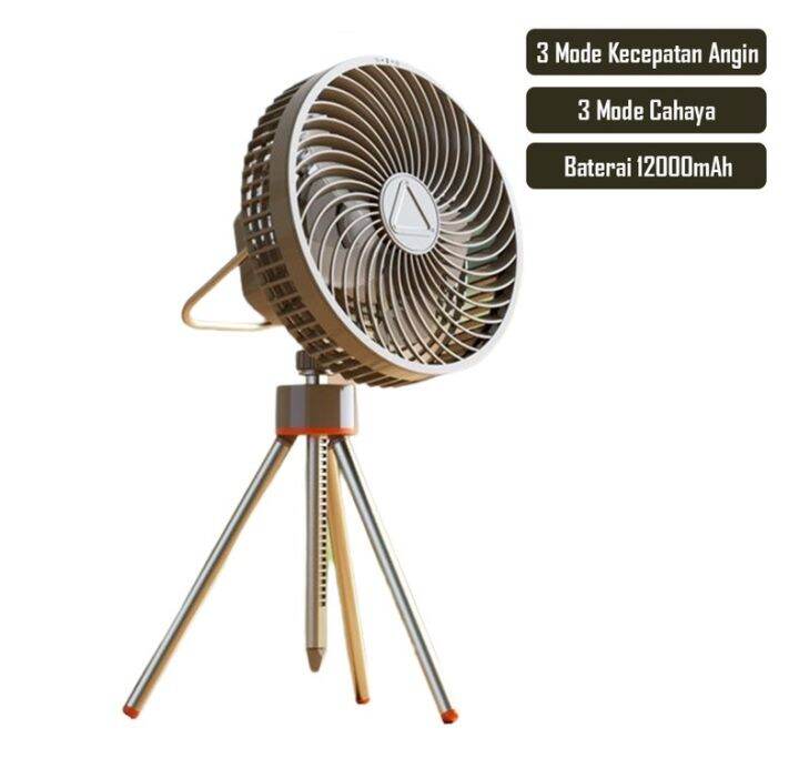 Kipas Angin Camping With LED Rechargeable Lamp Portable Outdoor Kipas ...