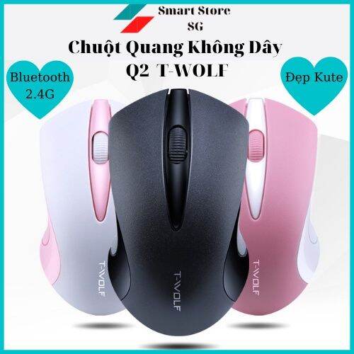 Chuột Không Dây, Chuột Bluetooth Máy Tính Q2 Màu Đen-Trắng-Hồng 2.3 Ghz Cho Văn Phòng Kute ...