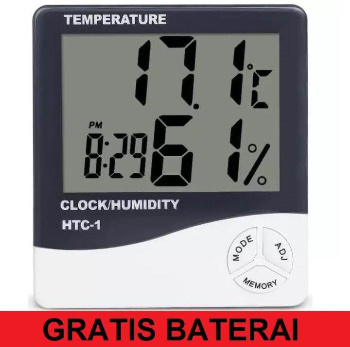 Hygrometer Thermometer Digital Higrometer Termometer Ruangan Clock ...