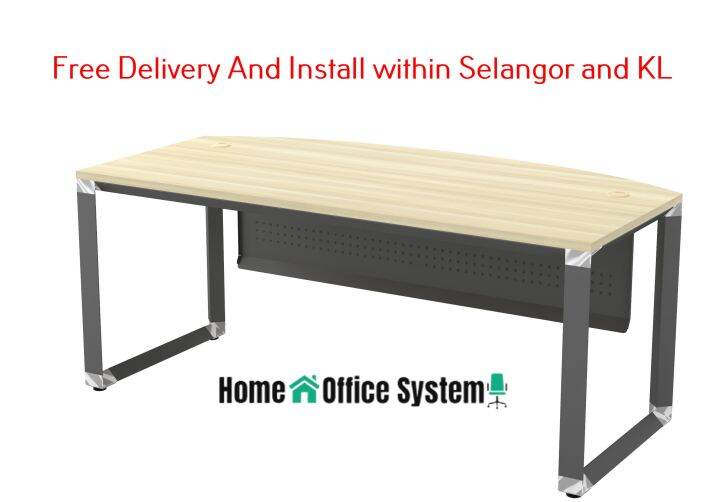 D Shape Executive Office Table with O Shape Pyramid Metal Leg (W 1800 X ...