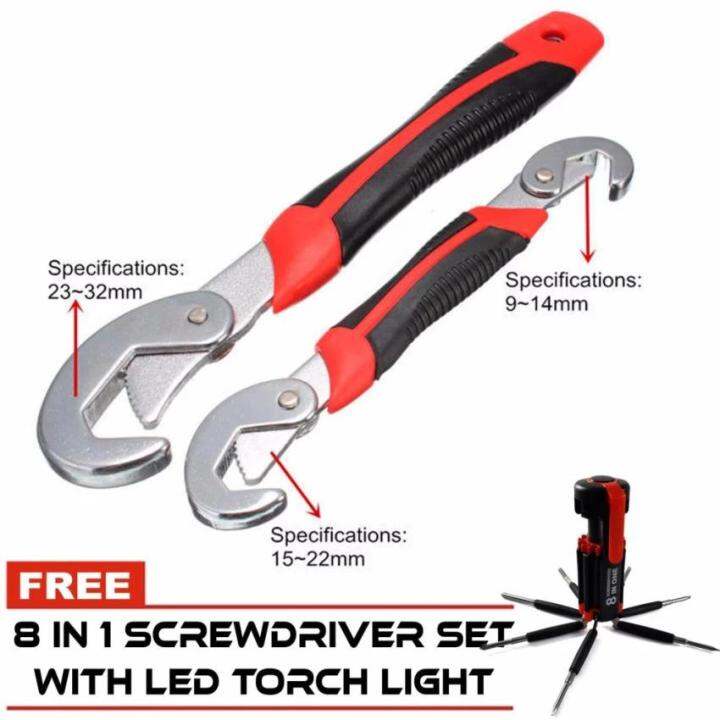 S9 Snap n Grip Adjustable Universal Wrench Set Free 8 in 1 Screwdriver Set | Lazada PH