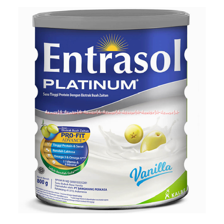 Entrasol Platinum Vanilla 800gr Ekstrak Buah Zaitun Susu Kalsium Untuk ...