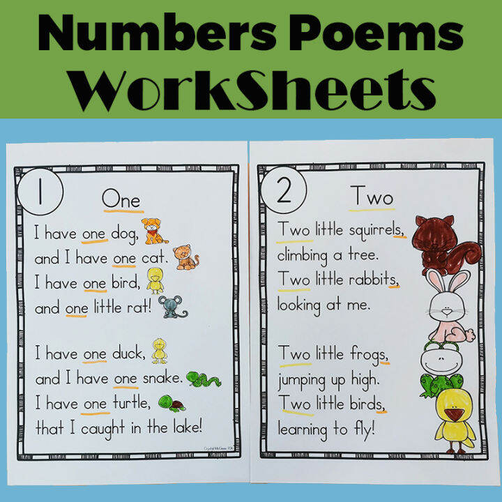 ☃ Number/Color Word Poems for Shared Reading Worksheets Activities ...