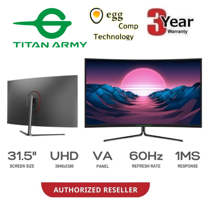 TITAN ARMY 32” UHD 4K R1500 Curved 60Hz Monitor (32C1UF) | Lazada