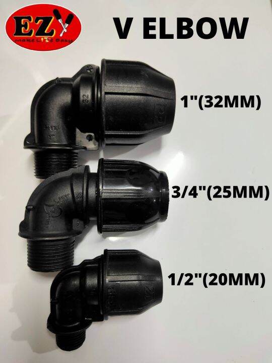 POLY MALE BEND ( V ELBOW ) [ 1/2" - 1" ] / [ 20MM - 32MM ] POLY FITTING ...