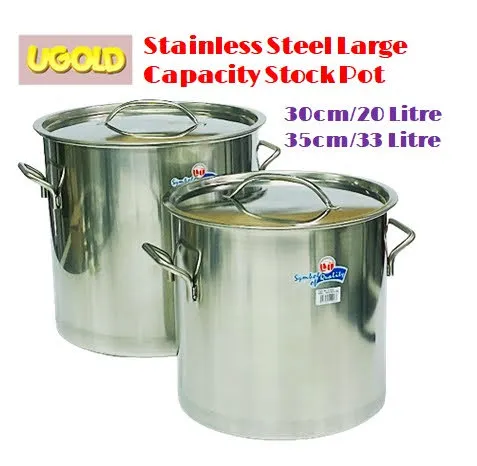 Stainless Steel Large Capacity Stock Pot 30cm (20 Litre) / 35cm (33 ...