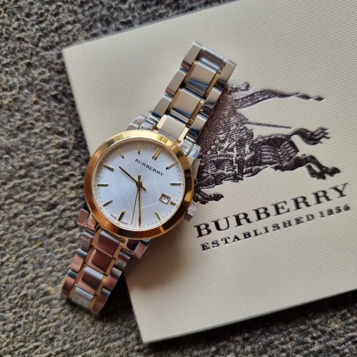 Women's Burberry Heritage Silver Dial Two-tone Silver and Gold-tone ...