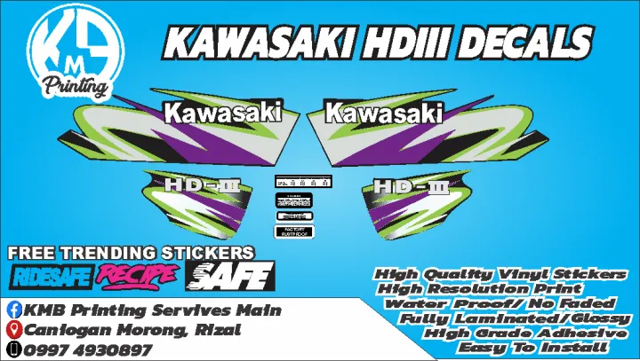 kawasaki HD3 Stock Sticker Decals Complete Set. | Lazada PH