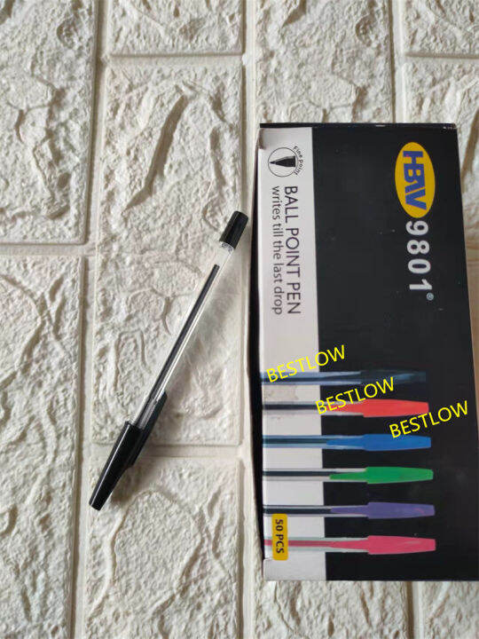 BTS🥇HBW BALLPEN 50PCS 9801# BLACK Ball point pen school office supplies | Lazada PH