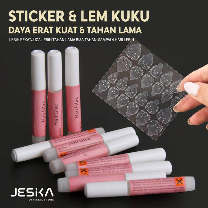 Lem kuku palsu nial art sticker aesthetic estetik stiker lem double ...