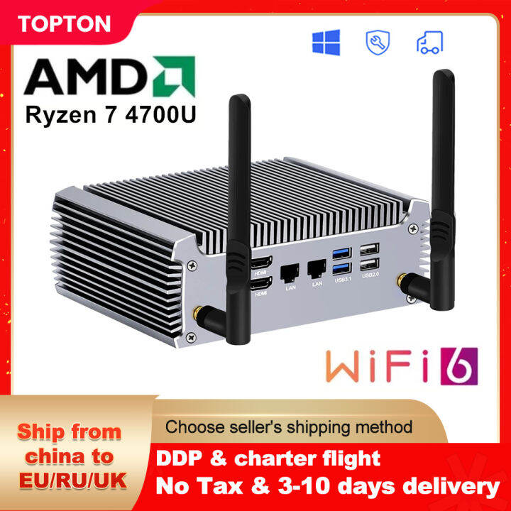 Free shipping New Fanless AMD Mini PC Ryzen 7 4700U 4500U Windows 11 ...